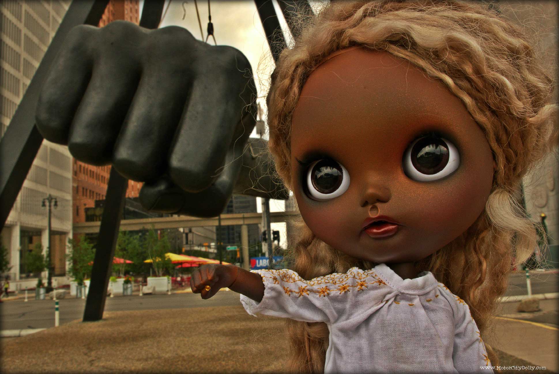 Hudson, a custom Black Blythe Doll | Motor City Dolly