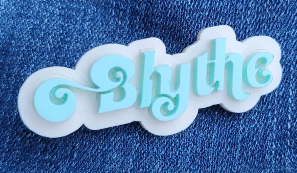 Blythe Logo Pinback in Cream and Mint | Motor City Dolly